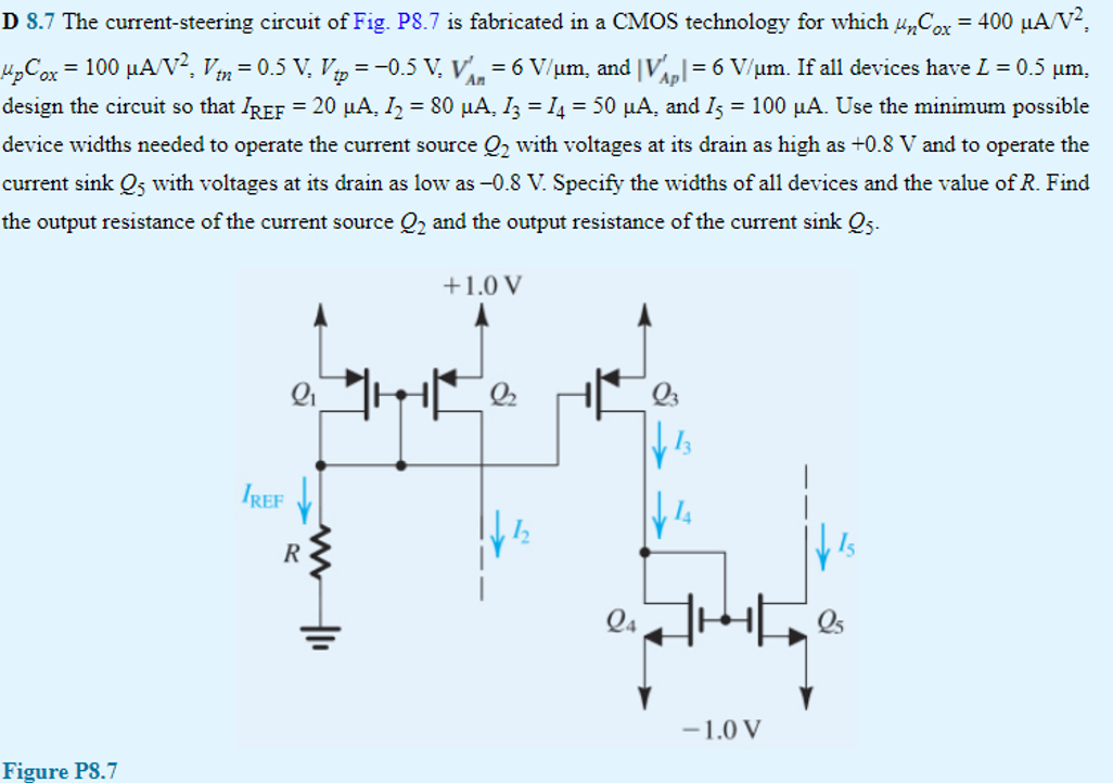 Solved D 8.7 ﻿The current-steering circuit of Fig. P8.7 ﻿is | Chegg.com