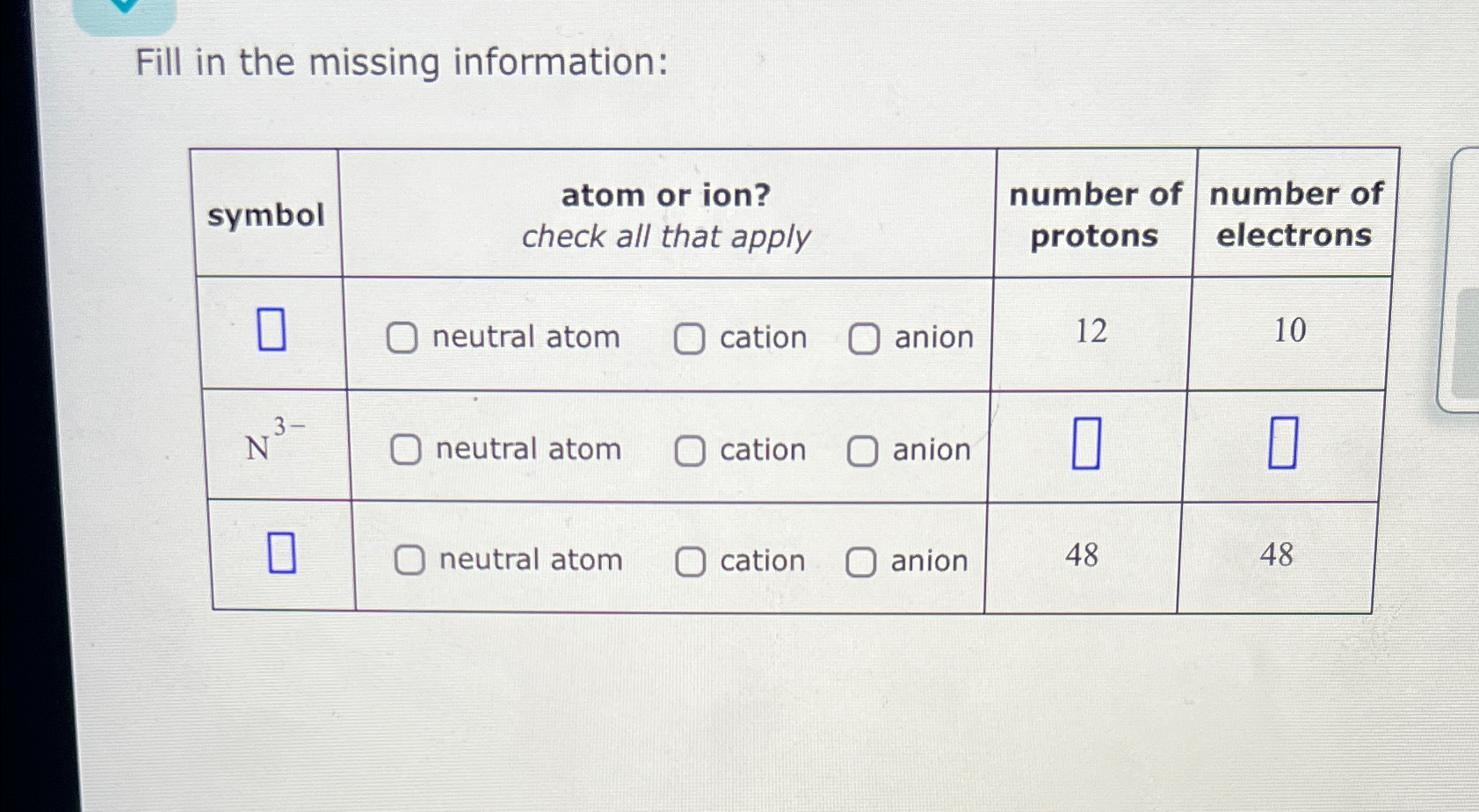 Solved Fill in the missing | Chegg.com