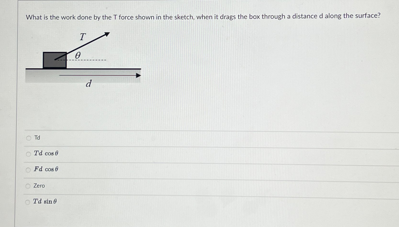 Solved What is the work done by the T force shown in the | Chegg.com