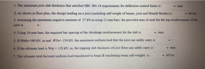 Solved Question 2 The joint (Hourdi) reinforced concrete | Chegg.com