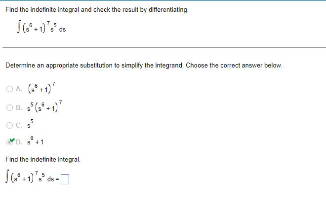 Solved Find the indefinite integral and check the result by | Chegg.com