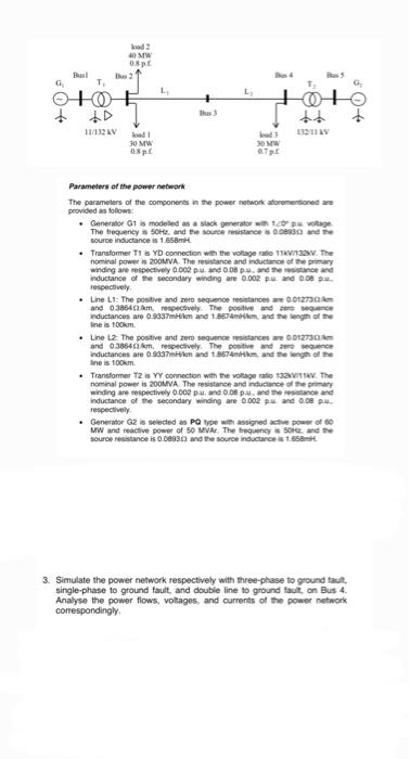 Solved Parameters of the power network. The paramelers of | Chegg.com