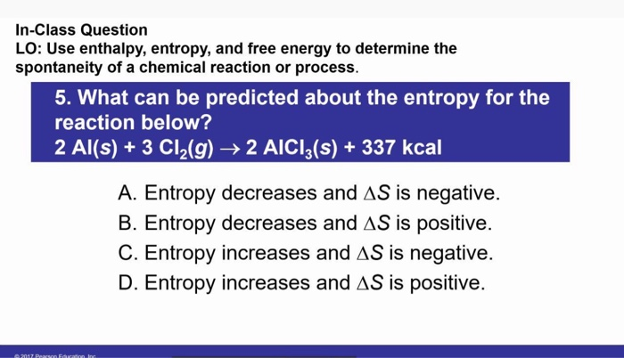 Solved In-Class Question LO: Use enthalpy, entropy, and free | Chegg.com
