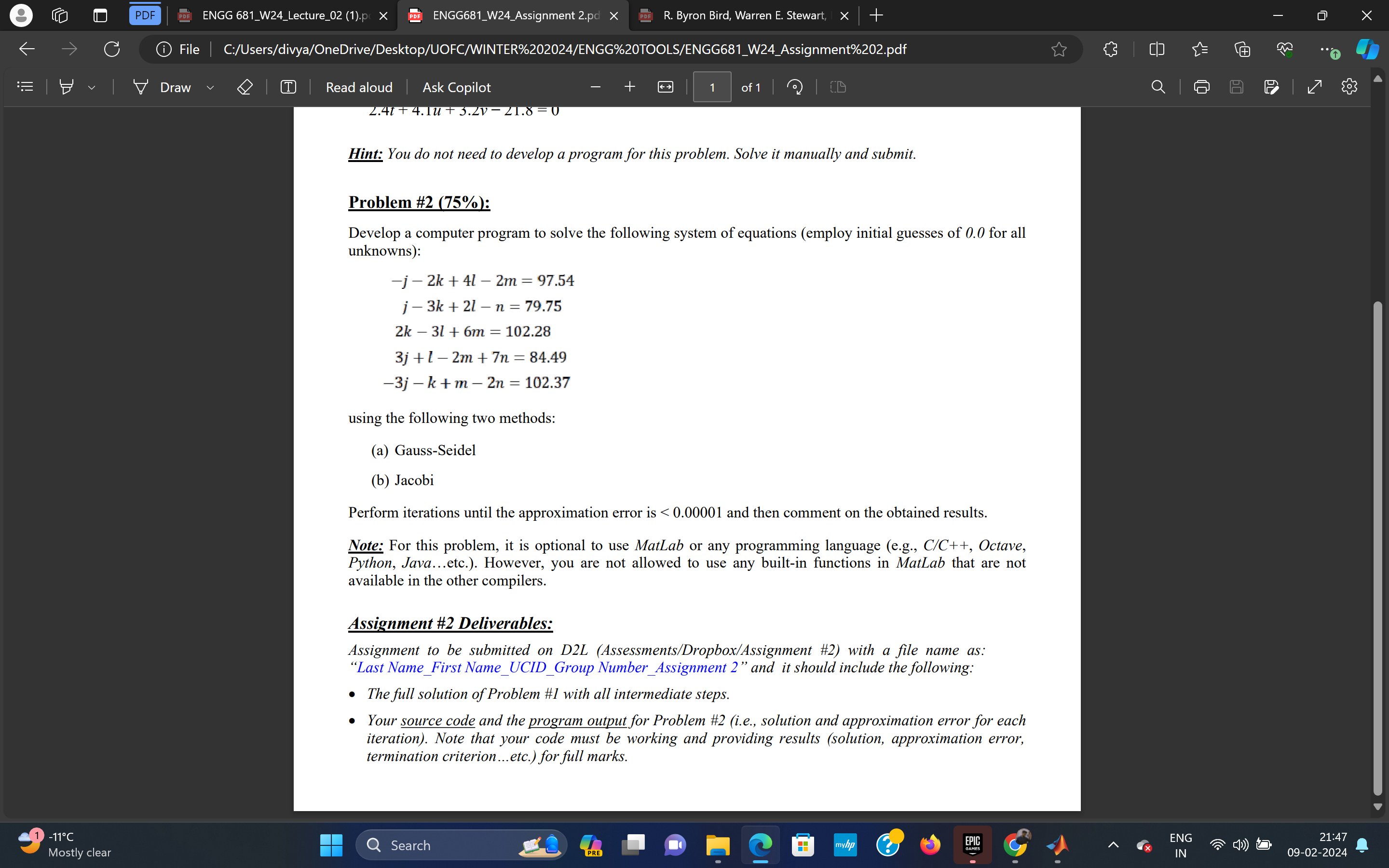 Solved Hint: You do not need to develop a program for this | Chegg.com