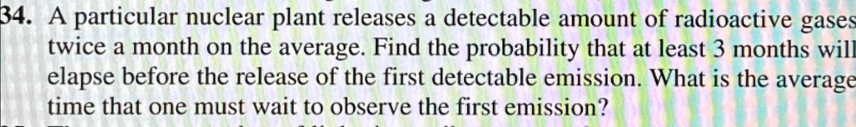 Solved A particular nuclear plant releases a detectable | Chegg.com