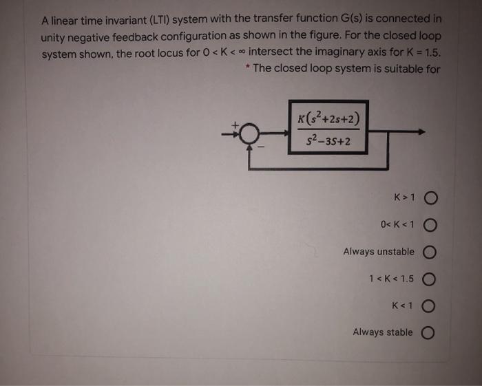 Solved Control Systems Final Exam A linear time invariant | Chegg.com