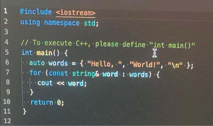 Solved 1 #include 2 using namespace std; 3 4 // To execute | Chegg.com