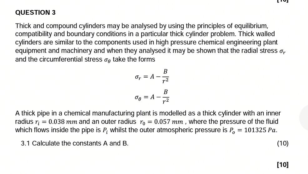 Solved QUESTION 3 Thick and compound cylinders may be | Chegg.com