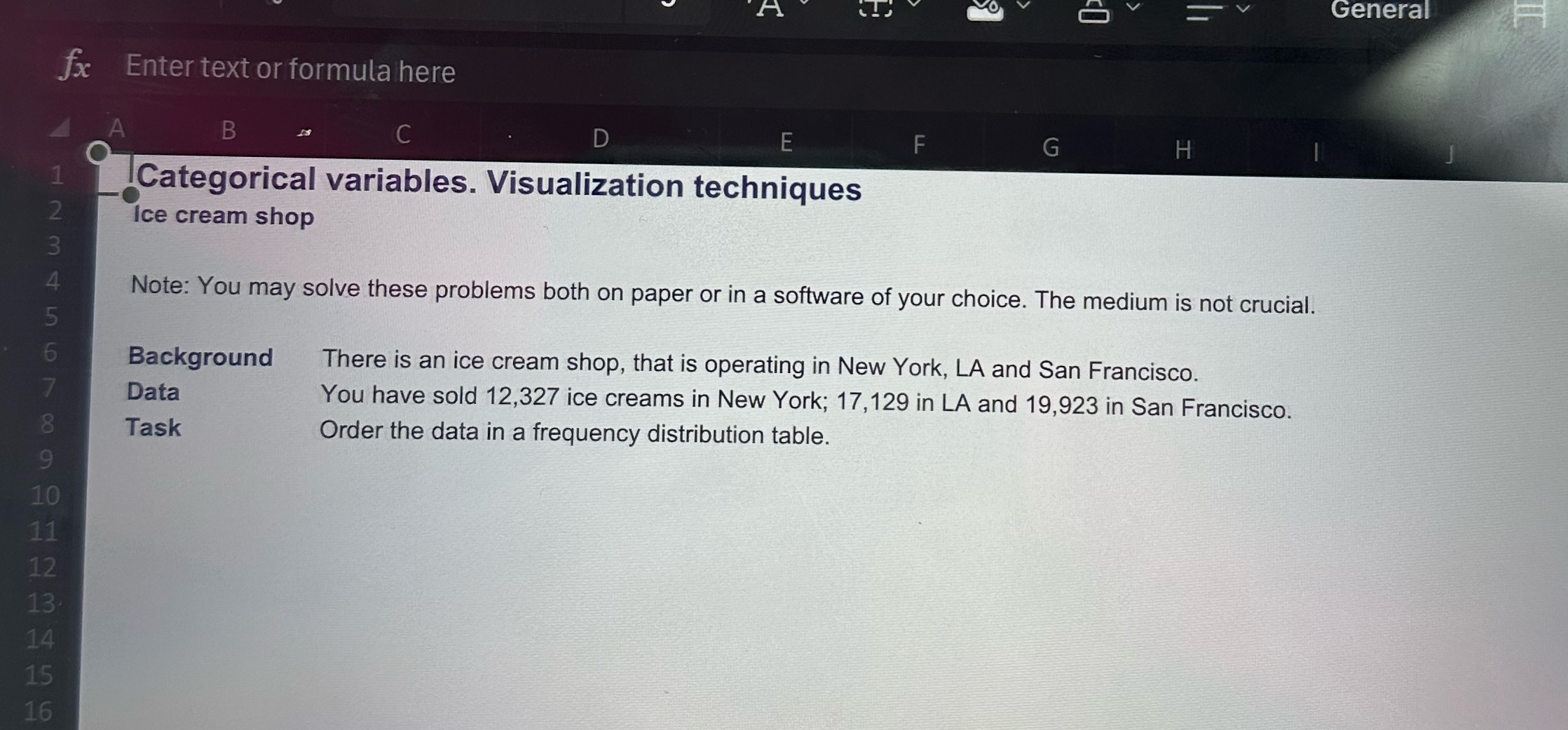 fx ﻿Enter text or formula hereGeneralACategorical | Chegg.com