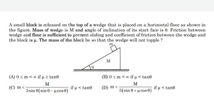 Solved A small block is released on the top of a wedge that | Chegg.com