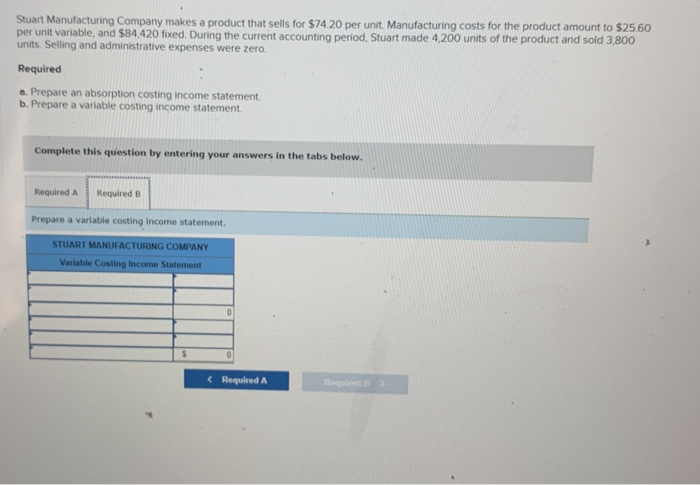 Solved Stuart Manufacturing Company makes a product that | Chegg.com