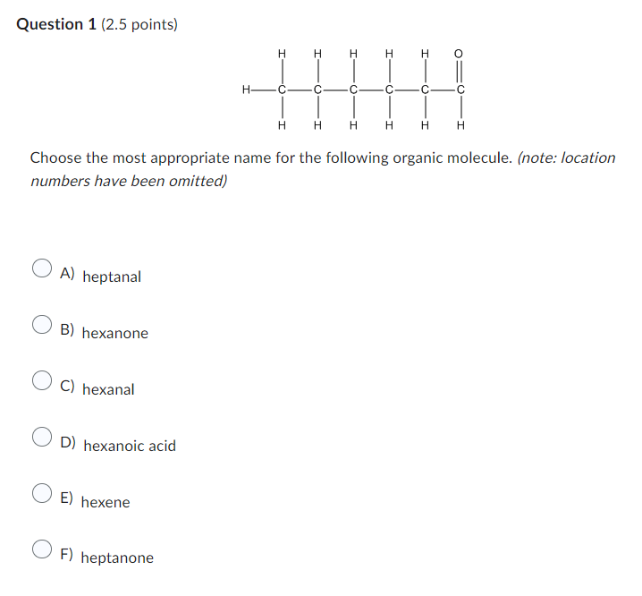 Solved Question 1 (2.5 ﻿points)Choose the most appropriate | Chegg.com