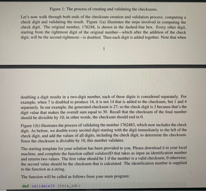 Solved Implement the following checksum formula to validate | Chegg.com