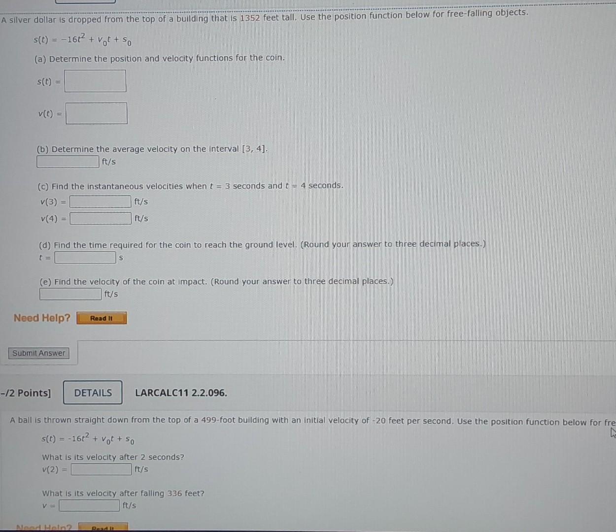 Solved A silver dollar is dropped from the top of a building | Chegg.com