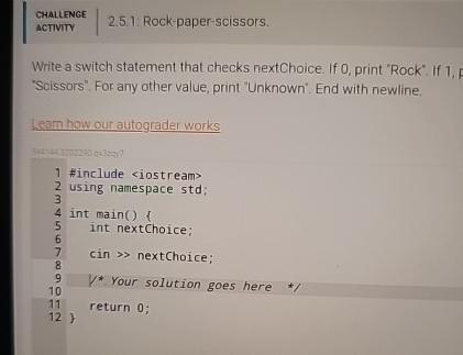 Solved CHALLENGEACTIVITY2.5.1. ﻿Rock-paper-scissors.Write a | Chegg.com