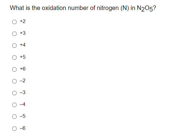 Solved What is the oxidation number of nitrogen (N) ﻿in | Chegg.com