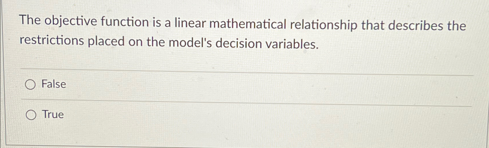Solved The objective function is a linear mathematical | Chegg.com