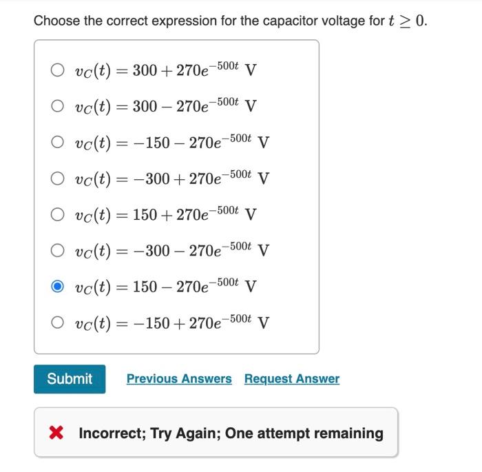 Solved Choose the correct expression for the capacitor | Chegg.com
