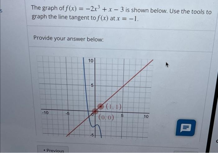 Solved = s The graph of f(x) = -2x3 + x - 3 is shown below. | Chegg.com