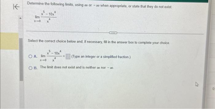 Solved Determine the following limits, using ∞ or −∞ when | Chegg.com
