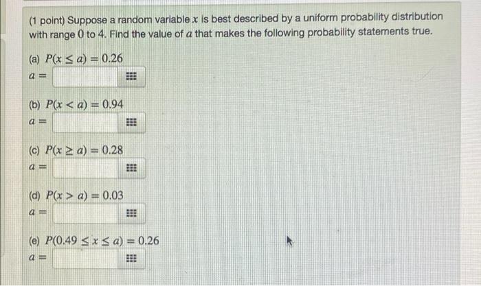 Solved (1 point) Suppose a random variable x is best | Chegg.com