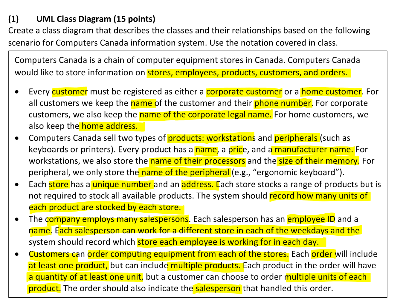 Solved (1) ﻿UML Class Diagram (15 ﻿points)Create a class | Chegg.com