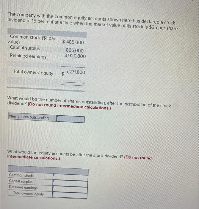 Solved The company with the common equity accounts shown | Chegg.com
