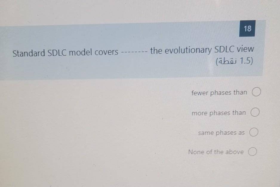 Solved 18 Standard SDLC model covers the evolutionary SDLC | Chegg.com