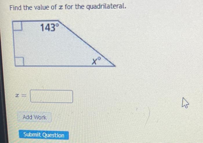 Solved Find the value of x for the quadrilateral. | Chegg.com
