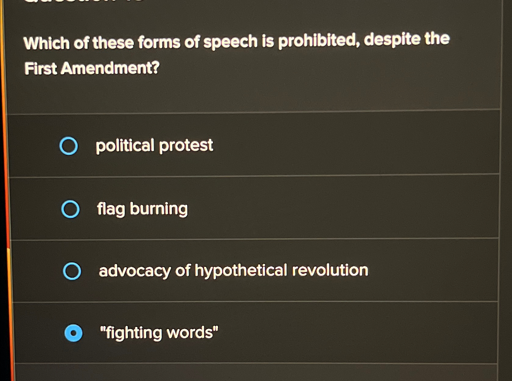 Solved Which of these forms of speech is prohibited, despite | Chegg.com