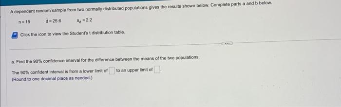 Solved A dependent random sample from two normally | Chegg.com