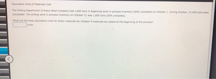 Solved Equivalent Units of Materials Cost The Rolling | Chegg.com