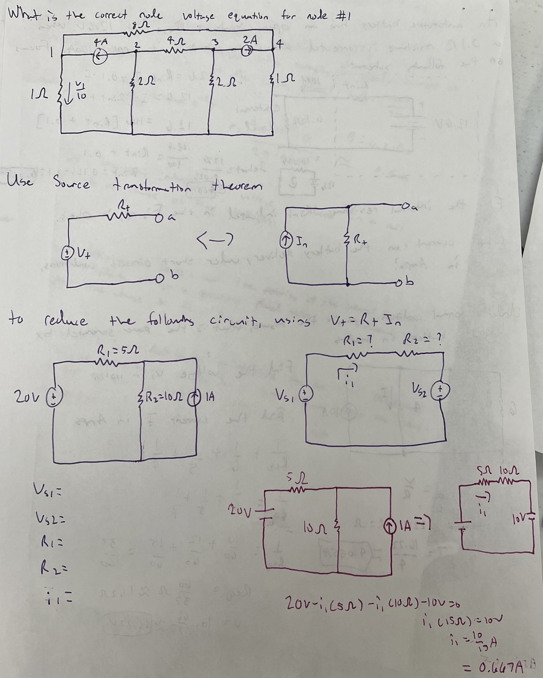 What is the correct Node voltage equation for node | Chegg.com
