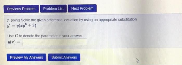 Solved Previous Problem Problem List Next Problem (1 point) | Chegg.com