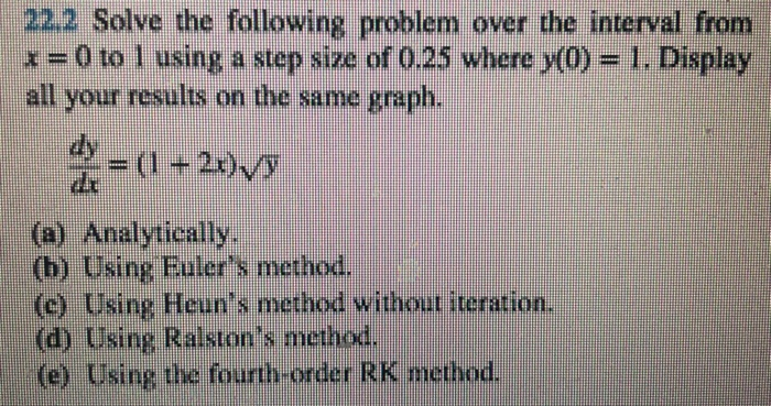 Solved 22.2 Solve the following problem over the interval | Chegg.com