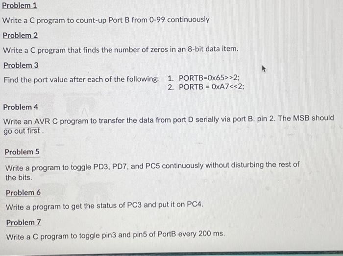 Solved Write a C program to count-up Port B from 0-99 | Chegg.com