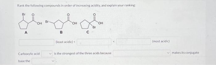 Solved Rank the following compounds in order of increasing | Chegg.com