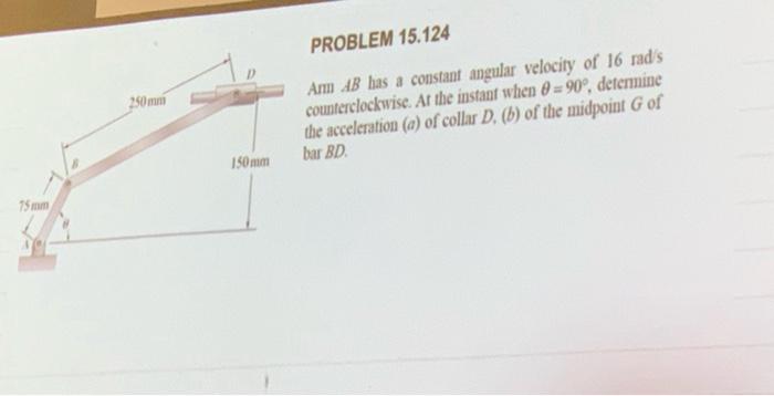 Solved Arm AB has a constant angular velocity of 16rad | Chegg.com