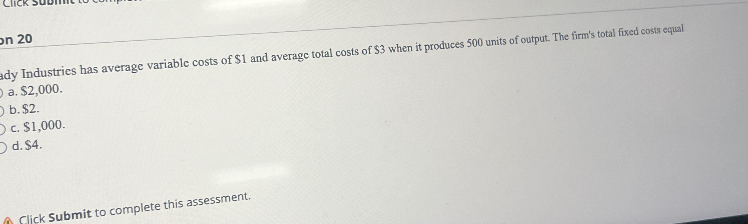 Solved on 20Industries has average variable costs of $1 ﻿and | Chegg.com