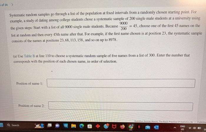 Solved Systematic random samples go through a list of the | Chegg.com