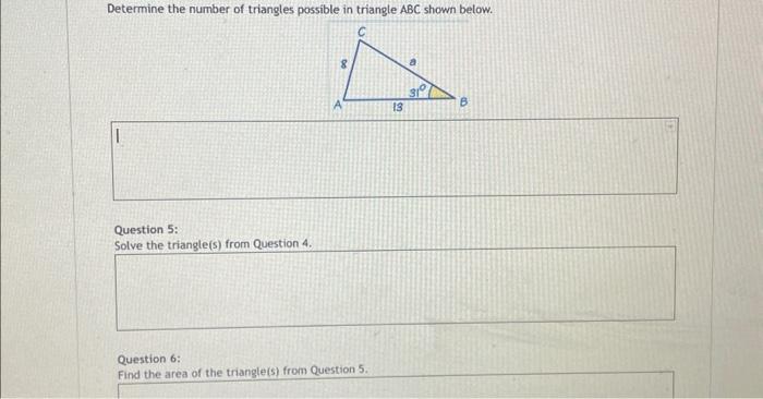 Solved Determine the number of triangles possible in | Chegg.com