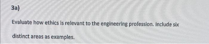 3a) Evaluate how ethics is relevant to the | Chegg.com