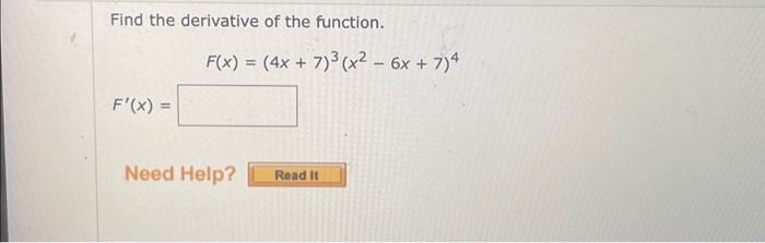 Solved Find the derivative of the function. | Chegg.com