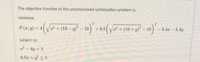 Solved The objective function of the unconstrained | Chegg.com