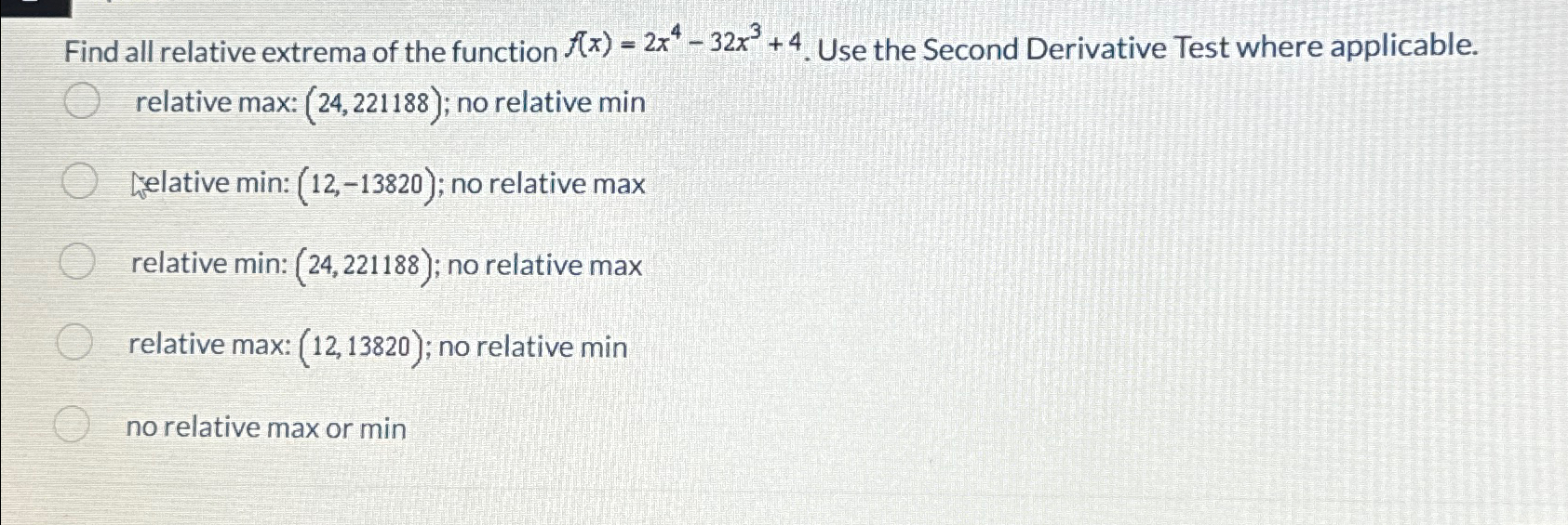 Solved Find all relative extrema of the function | Chegg.com