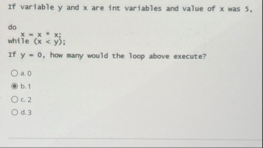 Solved If variable y ﻿and x ﻿are int variables and value of | Chegg.com