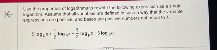 Solved Use the properties of logarithms to rewrite the | Chegg.com