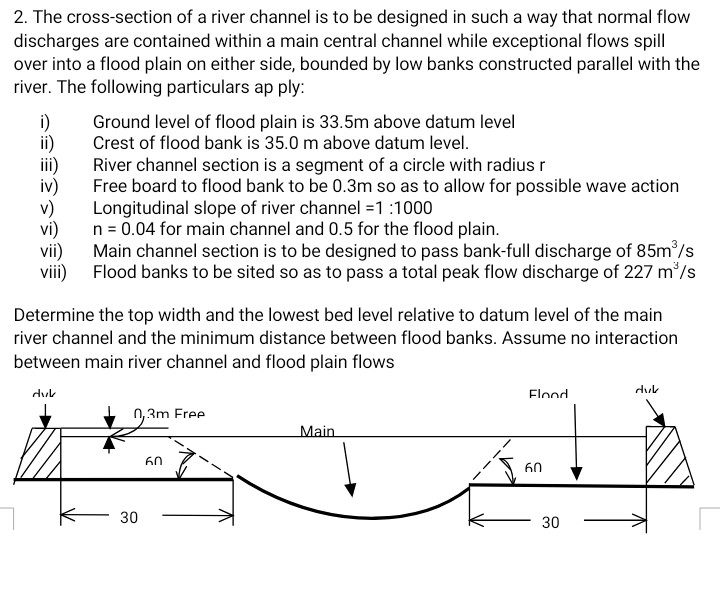 Solved The cross-section of a river channel is to be | Chegg.com