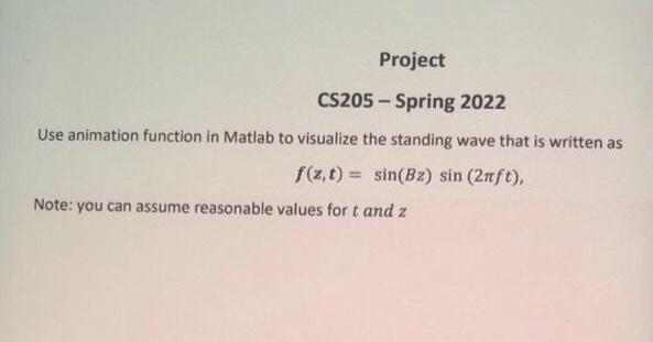 Solved Project CS205 - Spring 2022 Use animation function in | Chegg.com