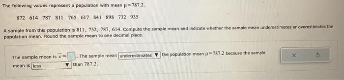 Solved The following values represent a population with mean | Chegg.com